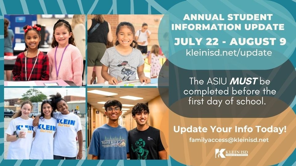 Klein ISD Annual Student Information Update Now Available Online